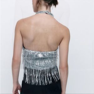 Zara | Tops | Zara Fringe Sequin Top | Poshmark